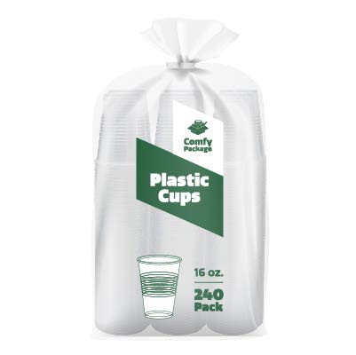 [240 Count - 16 oz.] Clear Disposable Plastic Cups - Cold Party Drinking Cups