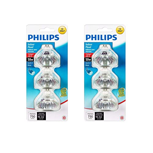 Philips 415802 Landscape and Indoor Flood 50-Watt MR16 12-Volt Light Bulb, 3-Pack x 2