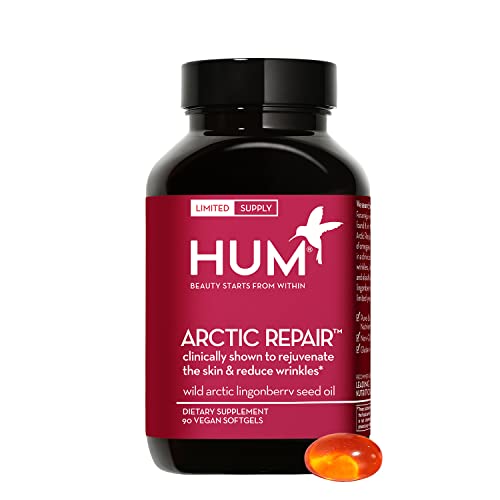 HUM Arctic Repair - Anti Wrinkle + Skin Hydration Anti Aging Supplement - Vitamin A, Omega 3, 6 & 9, and Lingonberry Seed Oil to Support Skin Elasticity + Density (90 Vegan Softgels)