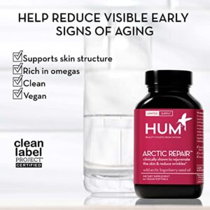 HUM Arctic Repair - Anti Wrinkle + Skin Hydration Anti Aging Supplement - Vitamin A, Omega 3, 6 & 9, and Lingonberry Seed Oil to Support Skin Elasticity + Density (90 Vegan Softgels)