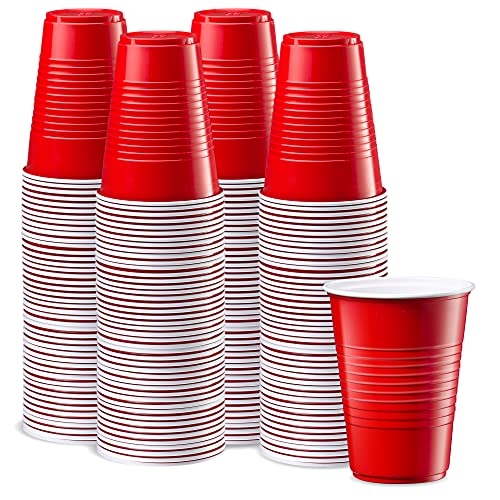 Comfy Package Disposable Party Plastic Cups [16 oz.] Red Drinking Cups (240 Count)