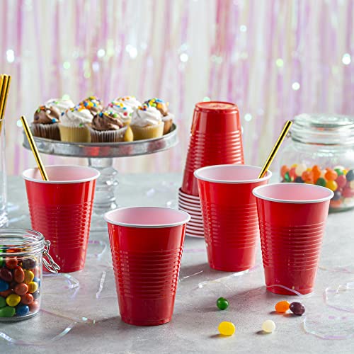 Comfy Package Disposable Party Plastic Cups [16 oz.] Red Drinking Cups (240 Count)