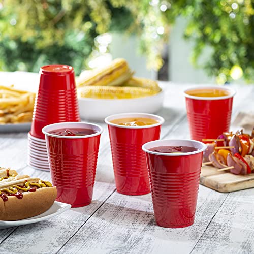 Comfy Package Disposable Party Plastic Cups [16 oz.] Red Drinking Cups (240 Count)