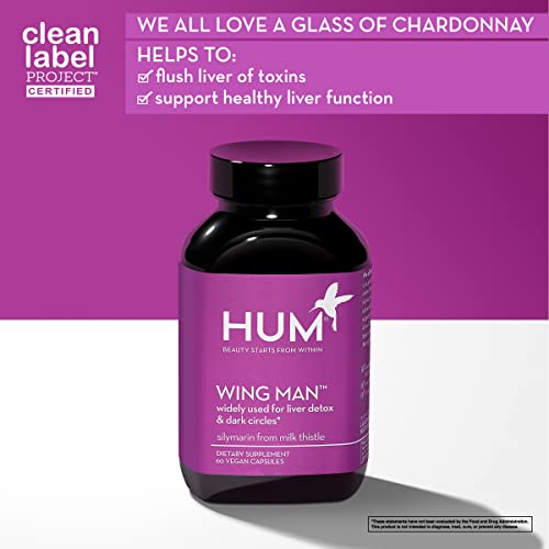 HUM Wing Man Daily Liver Detox Supplement - Milk Thistle Enhances Detoxification & Supports Regeneration + Dandelion Root & Artichoke Leaf Extract Promote Overall Liver Health (60 Vegan Capsules)