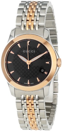 Gucci Women's YA126512 Gucci timeless Steel and Pink PVD Black Dial Watch