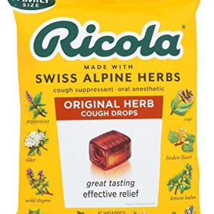 Ricola Original Natural Herb Cough Suppressant Throat Drops, 45 Drops, Fights Coughs Naturally, Soothes Throats, Naturally Soothing Relief (Count Size May Vary)