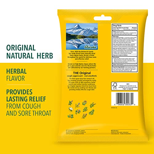 Ricola Original Natural Herb Cough Suppressant Throat Drops, 45 Drops, Fights Coughs Naturally, Soothes Throats, Naturally Soothing Relief (Count Size May Vary)