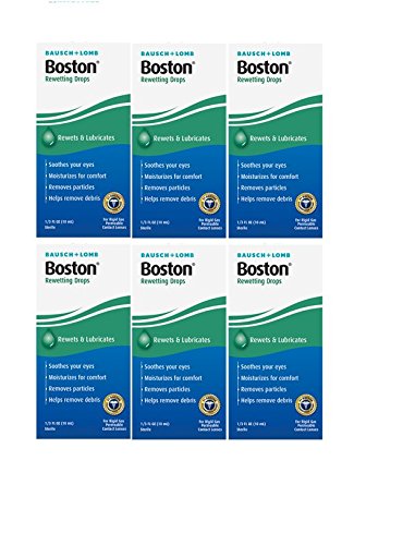 Bausch and Lomb Boston Rewetting Drops for Hard Rigid Gas Permeable Contact Lenses, Travel Size 0.33 oz (10ml) - Pack of 6