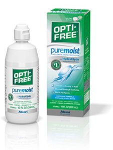 opti-free puremoist multi-purpose disinfecting solution with lens case, 10-ounces, 10 fl oz (pack of 1)