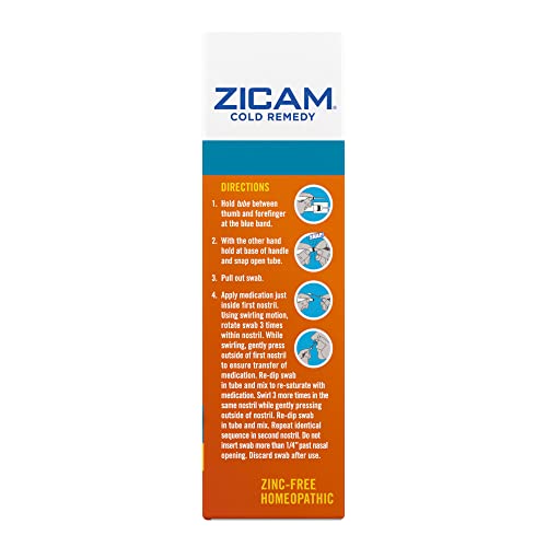 Zicam Cold Remedy Nasal Swabs with Cooling Menthol & Eucalyptus, 20 Count (Pack of 1)