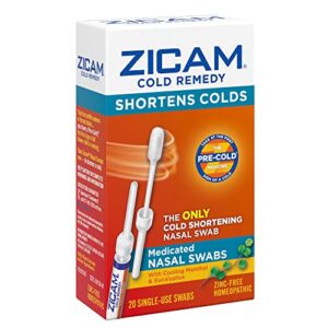 Zicam Cold Remedy Nasal Swabs with Cooling Menthol & Eucalyptus, 20 Count (Pack of 1)