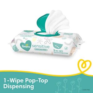 Baby Wipes, Pampers Sensitive Water Based Baby Diaper Wipes, Hypoallergenic and Unscented, 8 Pop-Top Packs, 576 Total Wipes (Packaging May Vary)