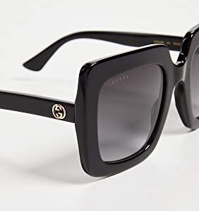 Gucci Women's GG Square Oversized Sunglasses, Black/Gradient Grey, One Size