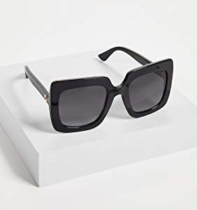 Gucci Women's GG Square Oversized Sunglasses, Black/Gradient Grey, One Size