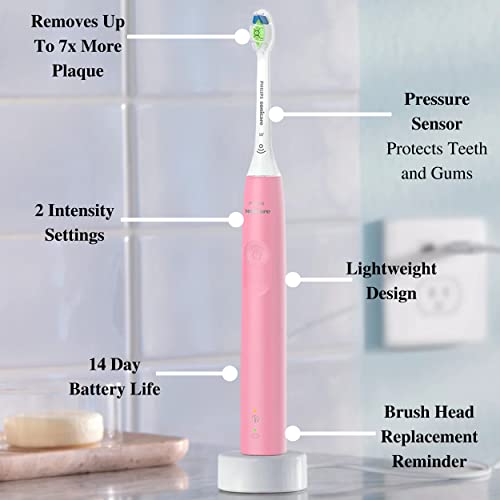 PHILIPS Sonicare Electric Toothbrush DiamondClean, Rechargeable Electric Tooth Brush with Pressure Sensor, Sonic Electronic Toothbrush, Travel Case, Pink