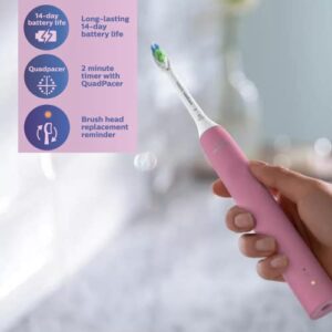 PHILIPS Sonicare Electric Toothbrush DiamondClean, Rechargeable Electric Tooth Brush with Pressure Sensor, Sonic Electronic Toothbrush, Travel Case, Pink