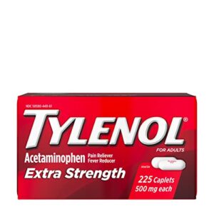 tylenol extra strength caplets with 500 mg acetaminophen pain reliever fever reducer, 225 count