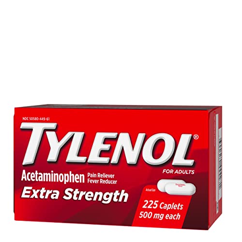 Tylenol Extra Strength Caplets with 500 mg Acetaminophen Pain Reliever Fever Reducer, 225 Count