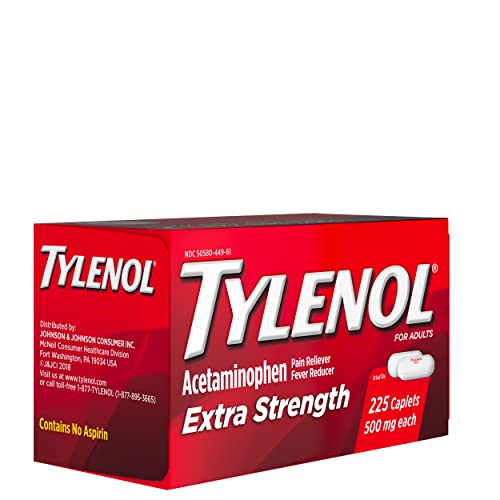 Tylenol Extra Strength Caplets with 500 mg Acetaminophen Pain Reliever Fever Reducer, 225 Count