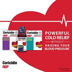 Coricidin HBP Decongestant-Free Cough and Cold Medicine for Hypertensives, Cold Symptom Relief for People with High Blood Pressure (16 Count)