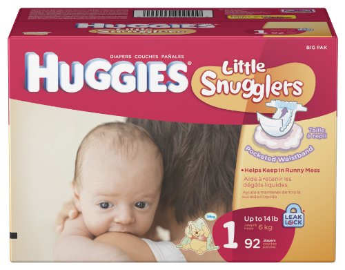 Huggies Little Snugglers Diapers, Size 1, 92-Count