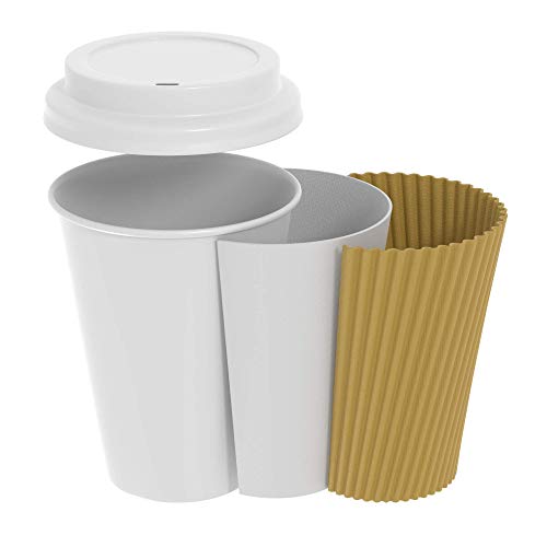 Comfy Package [100 Sets - 12 oz.] Insulated Ripple Paper Hot Coffee Cups With Lids