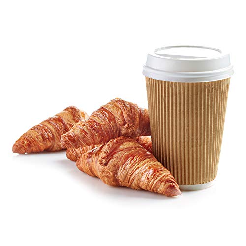 Comfy Package [100 Sets - 12 oz.] Insulated Ripple Paper Hot Coffee Cups With Lids