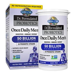 Garden of Life Probiotics for Men - Dr Formulated 50 Billion CFU Probiotic + Prebiotic Fiber for Men’s Digestive & Immune Health, 15 Strains, Daily Constipation Relief, Gas & Bloating, 30 Capsules