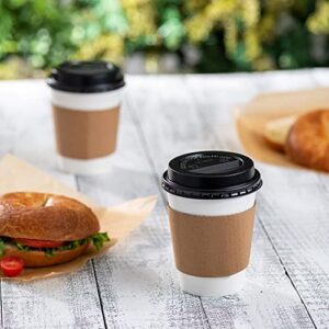 Comfy Package [50 Sets - 12 oz.] Disposable Coffee Cups with Lids, Sleeves, Stirrers - To Go Paper Hot Cups…