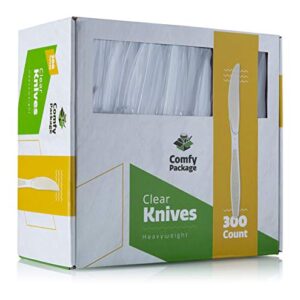 Comfy Package [300 Pack] Heavyweight Disposable Clear Plastic Knives