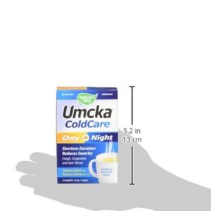 Nature's Way Umcka ColdCare Day + Night, Soothing Hot Drink Mixes, Lemon & Honey Flavors, 12 Packets