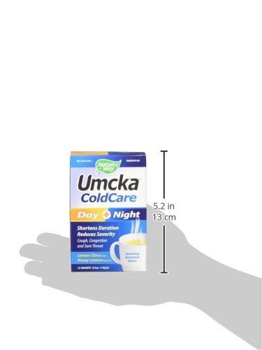 Nature's Way Umcka ColdCare Day + Night, Soothing Hot Drink Mixes, Lemon & Honey Flavors, 12 Packets