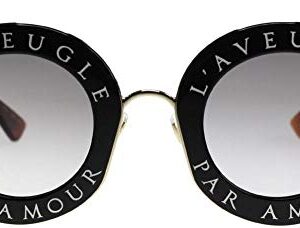 Gucci Womens L'Aveugle Par Amour UV Protection Round Sunglasses Black 44mm