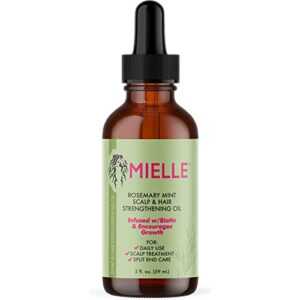 mielle organics rosemary mint scalp & hair strengthening oil with biotin & essential oils, nourishing treatment for split ends and dry scalp for all hair types, 2-fluid ounces