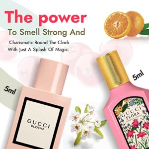 Gucci 4 Piece Mini Perfumes for Women Fragrance Gift Set - 2 ea Bloom EDP 0.16 oz splash and 2 ea Flora Gorgeous Gardenia EDP 0.16 oz splash