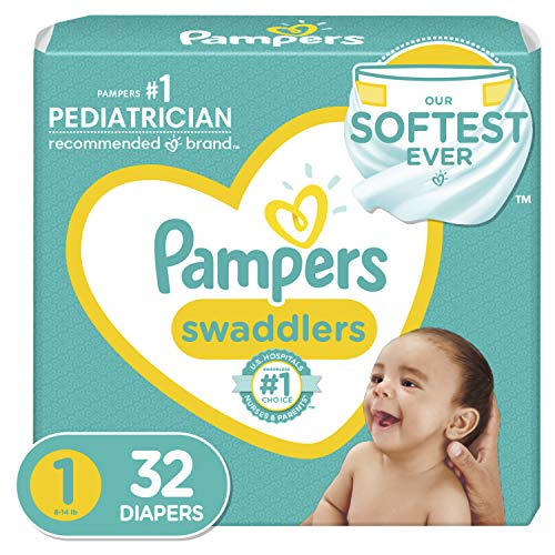 Diapers Newborn/Size 1 (8-14 lb), 32 Count - Pampers Swaddlers Disposable Baby Diapers, Jumbo Pack (Packaging May Vary)