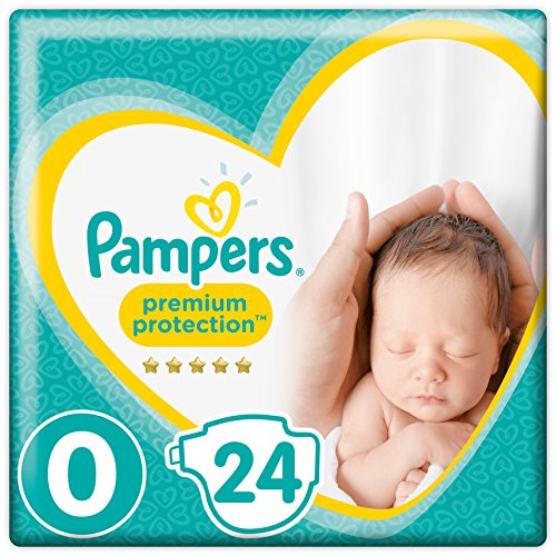 Pampers Premium Protection Baby Nappies, Size 0 Micro (1.5-2.5 kg) Carrying Pack, Pack of 1 (1 x 24 Items)