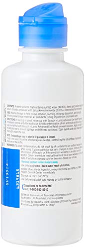 Eye Wash by Bausch & Lomb, Eye Relief Solution that Cleans, Refreshes, and Soothes, 4 Fl Oz