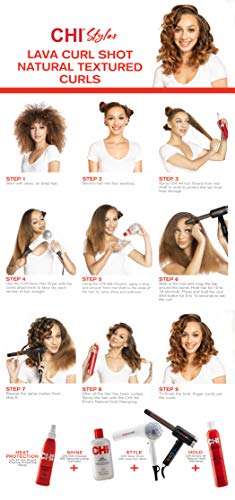 CHI Volcanic Lava Ceramic Curl Shot 1" Curling Iron With Cool Shot Locks In Curls. Durable Barrel. Smooth Glide. Ionic Shine., Black, 1 pounds