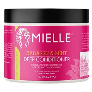 mielle organics babassu & mint deep conditioner with protein, moisturizing & conditioning deep treatment, hydrating repair for dry, damaged, & frizzy hair, 8-ounces