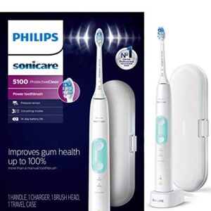 philips sonicare protectiveclean 5100 rechargeable electric power toothbrush, white, hx6857/11