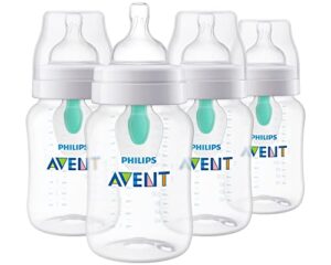 philips avent anti-colic baby bottles with airfree vent, 9oz, 4pk, clear, scy703/04