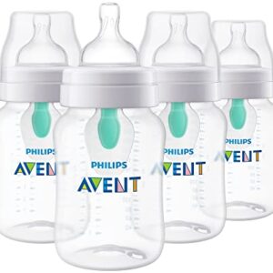 Philips Avent Anti-Colic Baby Bottles with AirFree Vent, 9oz, 4pk, Clear, SCY703/04