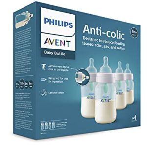 Philips Avent Anti-Colic Baby Bottles with AirFree Vent, 9oz, 4pk, Clear, SCY703/04