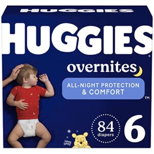 overnight diapers size 6 (35+ lbs), huggies overnites nighttime baby diapers, 42 diapers (pack of 2), total 84 ct