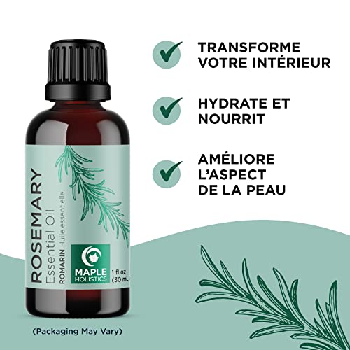 Pure Rosemary Essential Oil for Aromatherapy - Pure Rosemary Oil for Hair Skin and Nails - Refreshing Rosemary Essential Oil for Diffusers Plus Dry Scalp Treatment and Hair Oil for Enhanced Shine