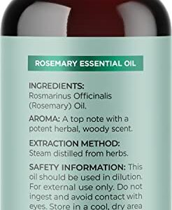 Pure Rosemary Essential Oil for Aromatherapy - Pure Rosemary Oil for Hair Skin and Nails - Refreshing Rosemary Essential Oil for Diffusers Plus Dry Scalp Treatment and Hair Oil for Enhanced Shine