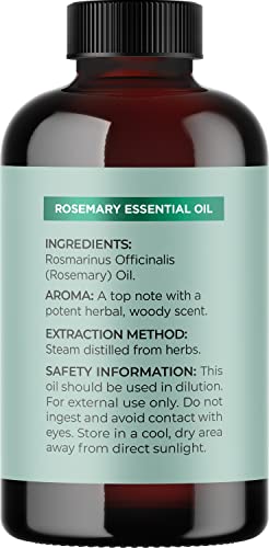 Pure Rosemary Essential Oil for Aromatherapy - Pure Rosemary Oil for Hair Skin and Nails - Refreshing Rosemary Essential Oil for Diffusers Plus Dry Scalp Treatment and Hair Oil for Enhanced Shine