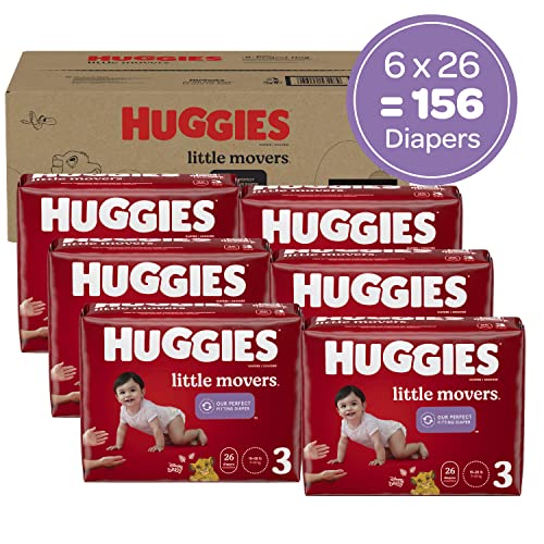 Baby Diapers Size 3 (16-28 lbs), 156 Ct, Huggies Little Movers