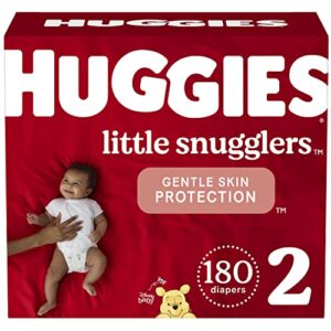 baby diapers size 2 (12-18 lbs), 180ct, huggies little snugglers